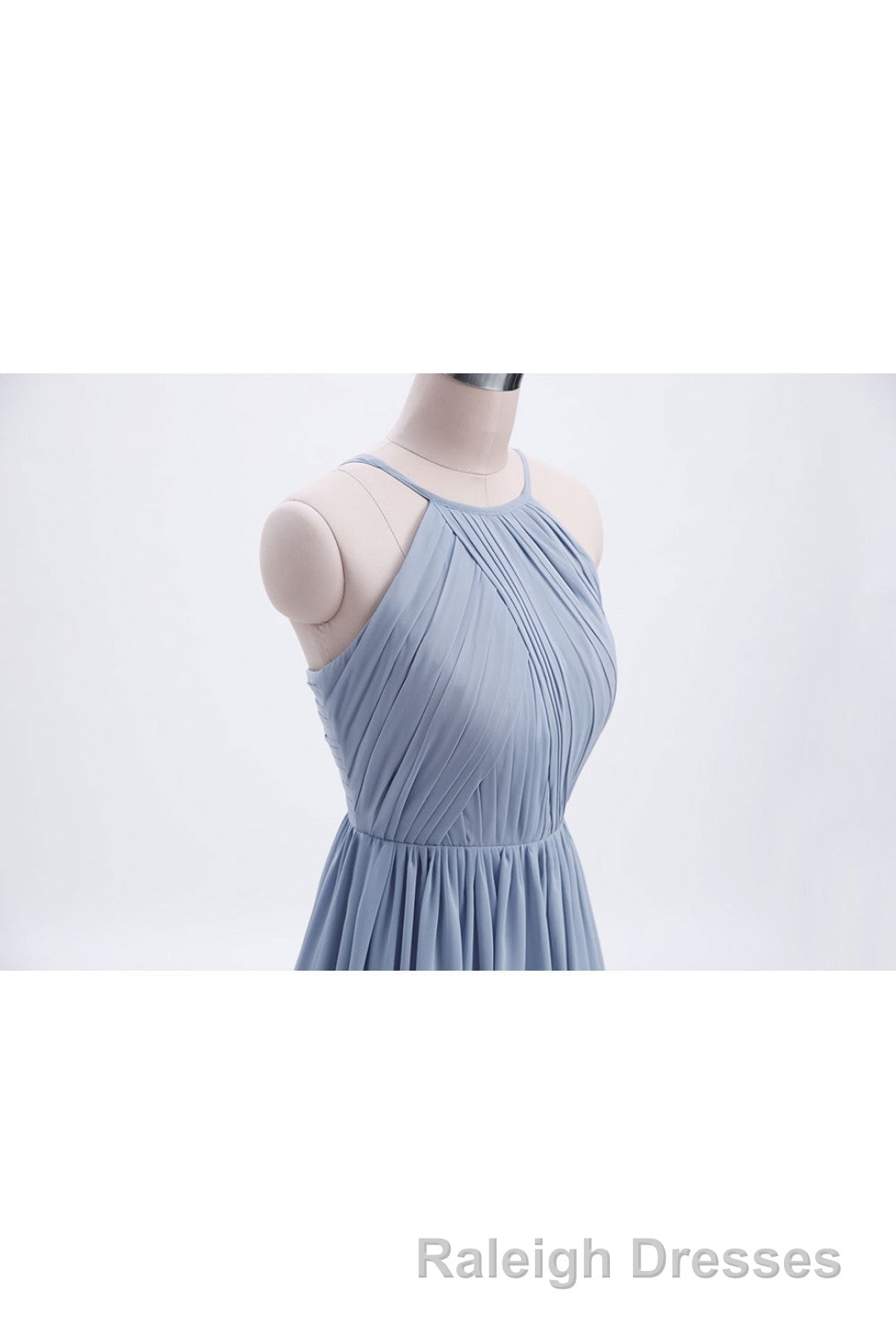 Misty Blue Scoop Chiffon A-line Long Bridesmaid Dress – Raleigh Dresses