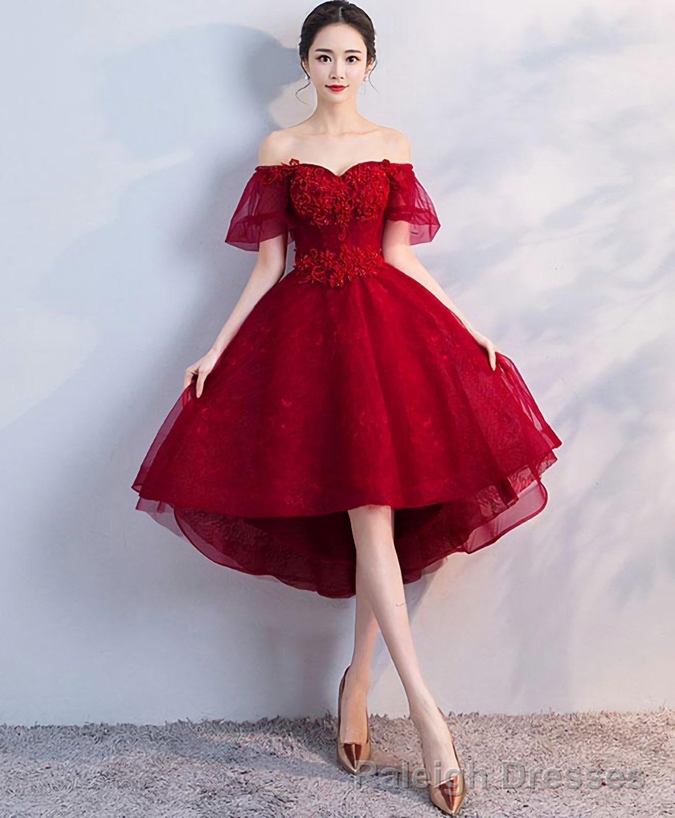 Burgundy Tulle Short Prom Dress Homecoming Dress – Raleigh Dresses