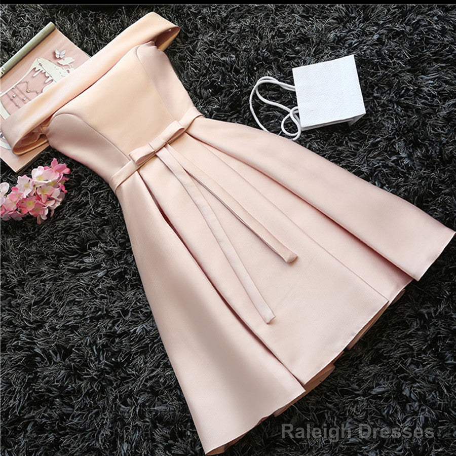 Custom Made Light Pink Off Shoulder Prom Dresses, Short Graduation Dre ...