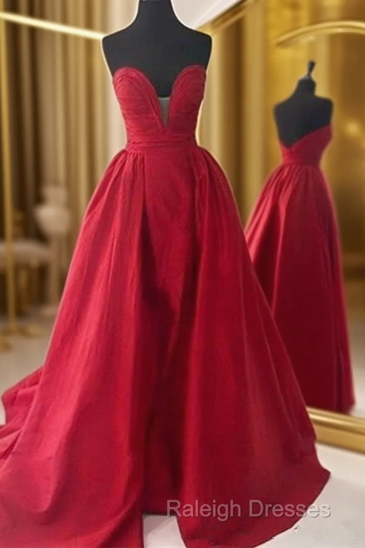 Custom Made Sweetheart Neck Backless Red Ball Gown, Red Prom Dress, Re ...