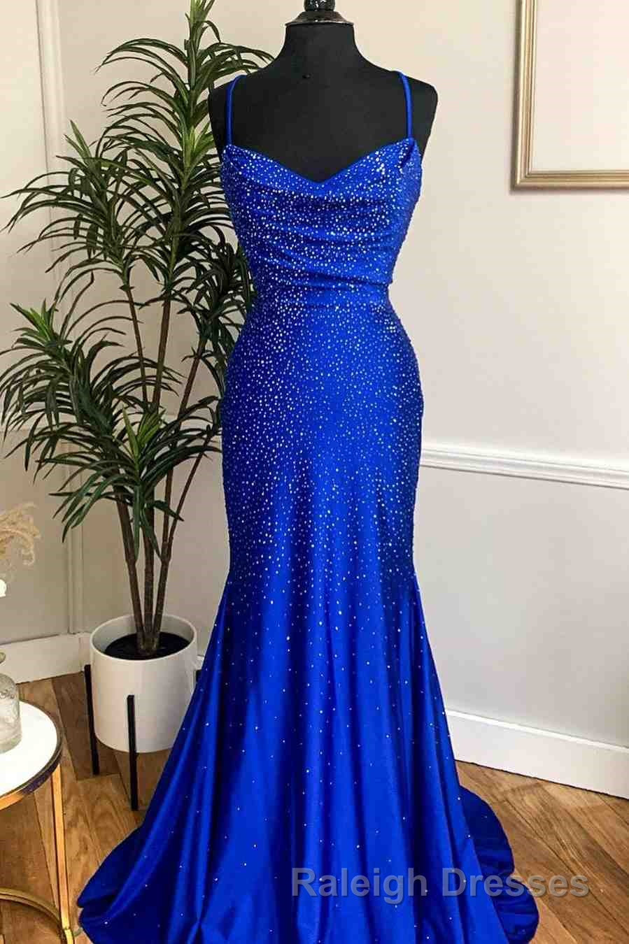 Mermaid Long Red Prom Dress with Rhinestones,Royal Blue Bodycon Dresse ...