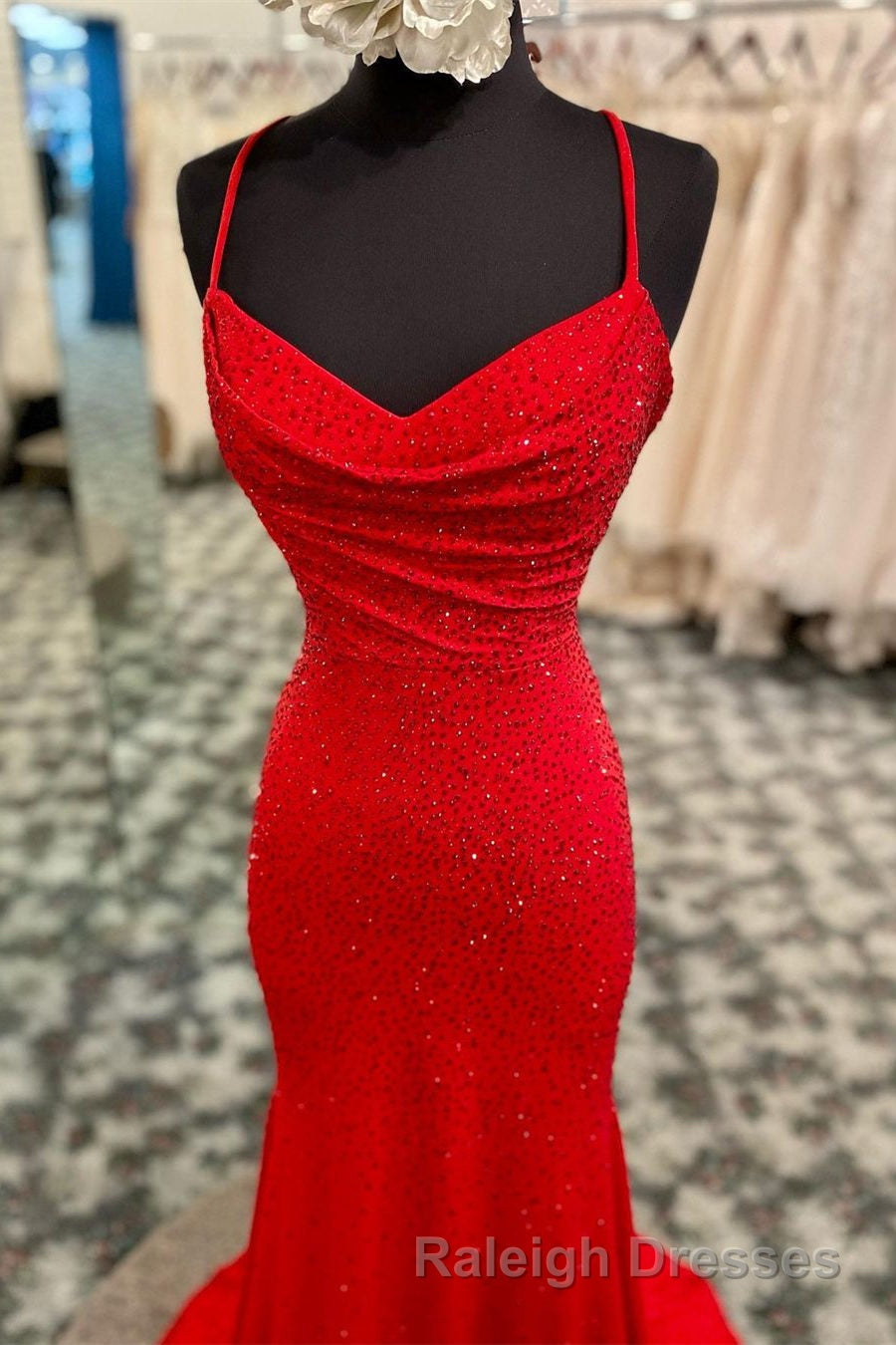 Mermaid Long Red Prom Dress with Rhinestones,Royal Blue Bodycon Dresse ...