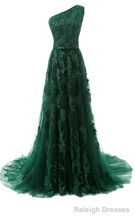 Forest Green Prom Dresses, Lace Tulle Floor Length Prom Dress Featurin ...