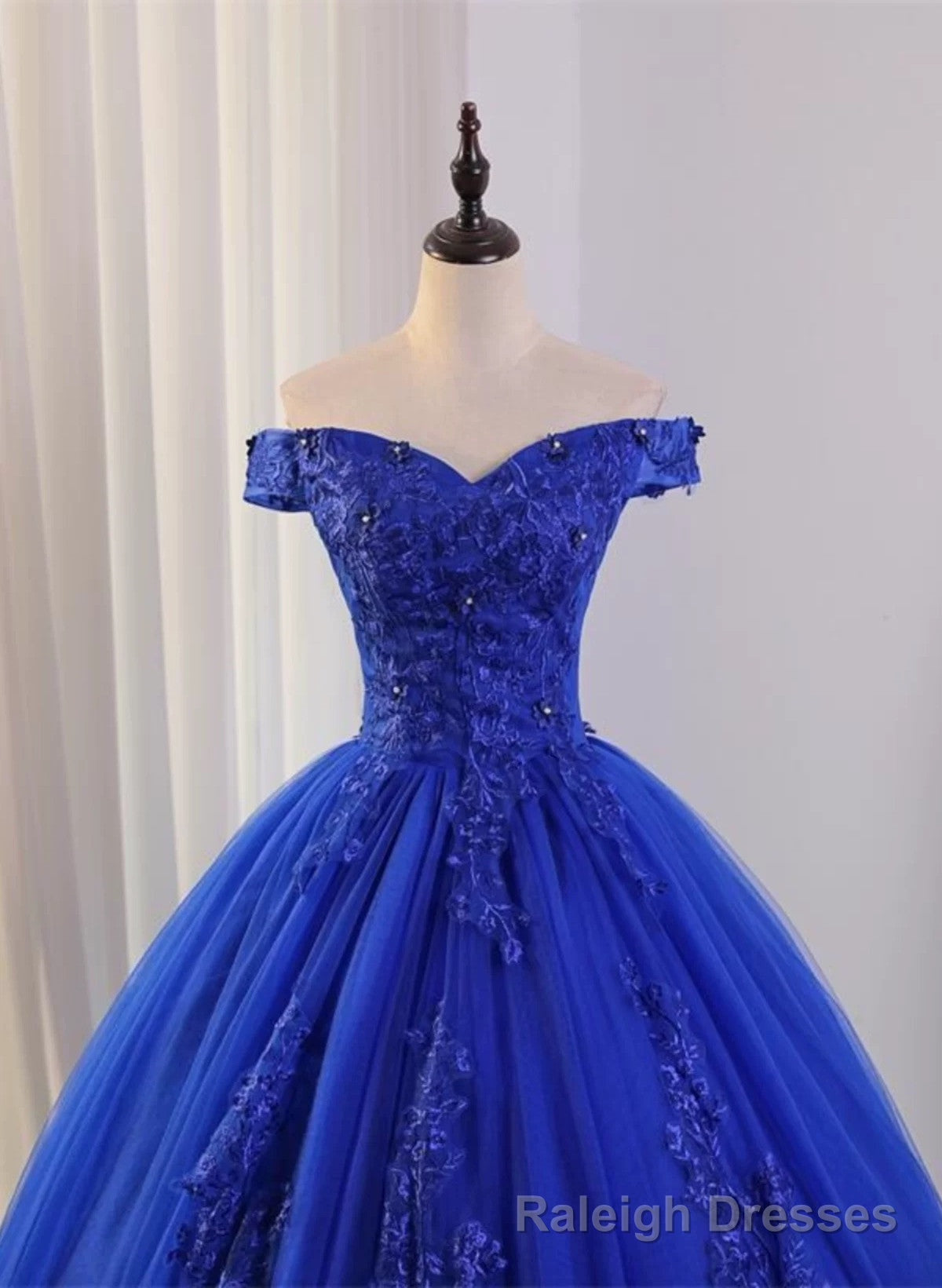 Royal Blue Ball Gown Tulle with Lace Applique Prom Dress,Royal Blue Sw ...