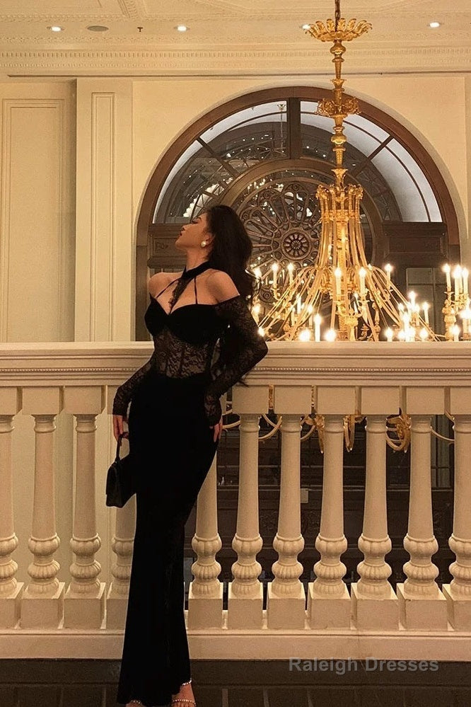 Sexy French Sheath Off The Shoulder Black Lace Prom Dresses Birthday O ...