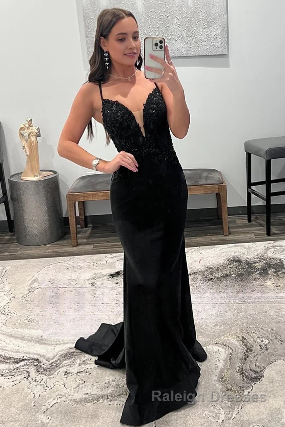 Sparkly Black Mermaid Long Prom Dress with Sequins – Raleigh Dresses
