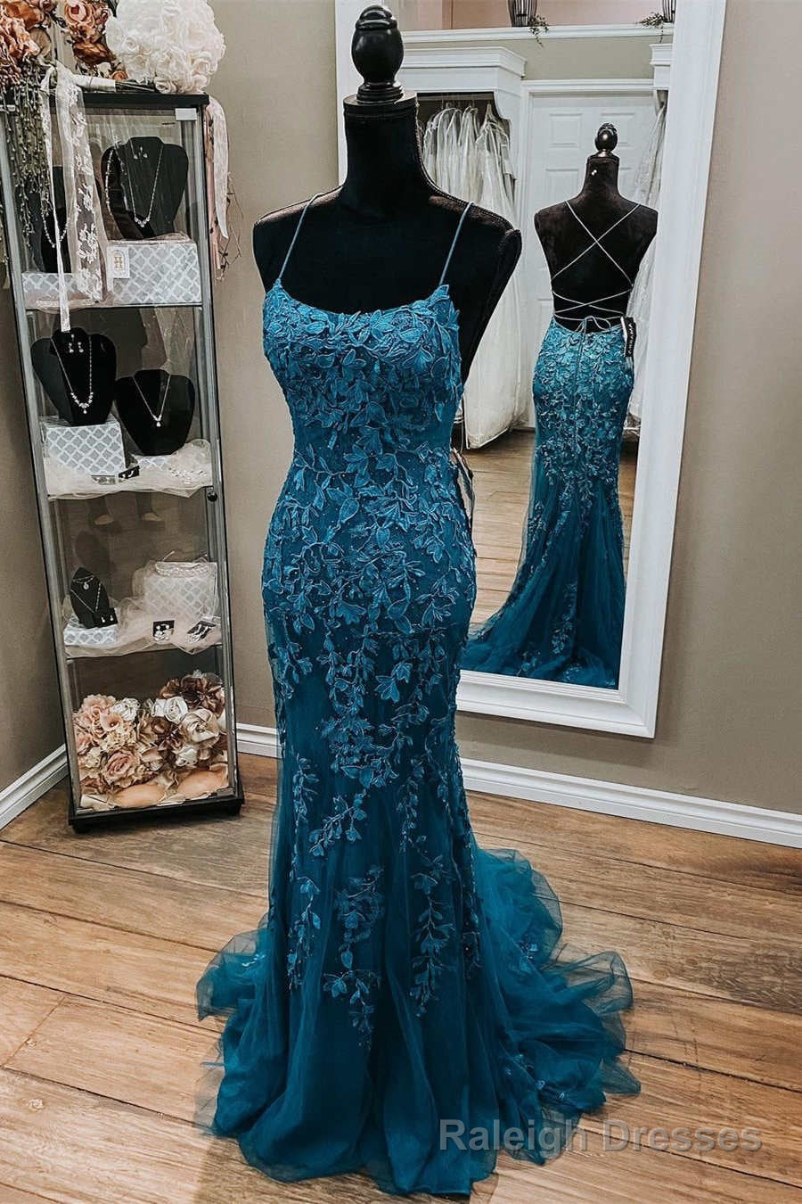 Unique Lace Appliques Long Prom Dress,Back Open Gala Formal Dresses ...